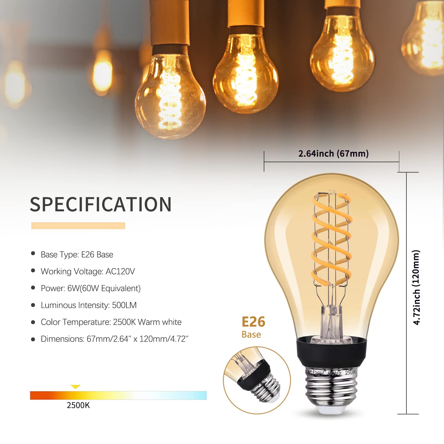 Snapklik.com : Austin Coast A21 Vintage LED Edison Bulb,6W Warm White ...