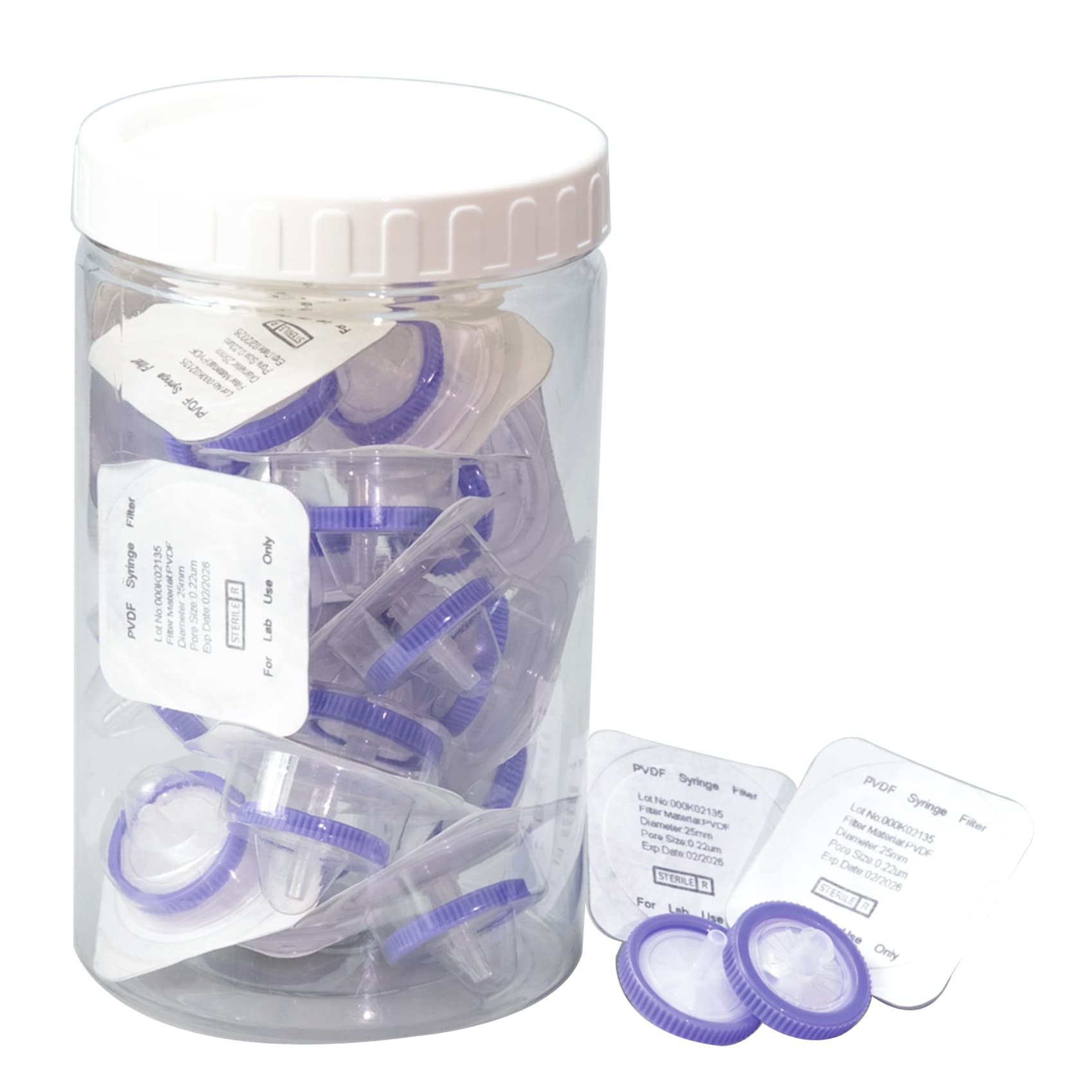 Sterile Syringe Filter PVDF Hydrophilic Filtration 0.22 um Pore Size ...