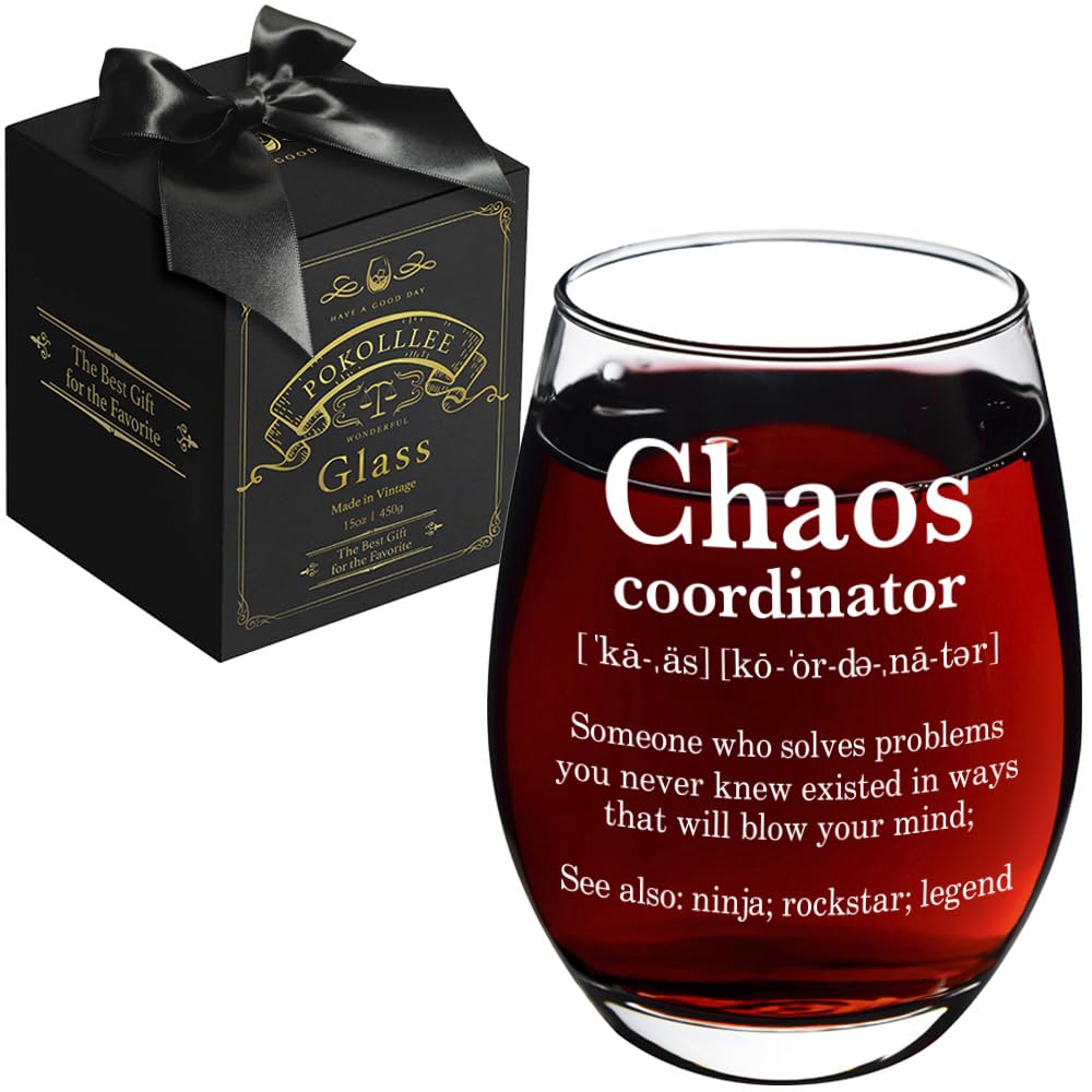 Amazon.com | Pokolllee Chaos Coordinator Wine Glass Thank You Gifts for ...