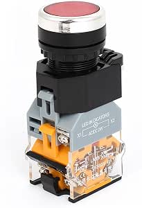 Aexit Ui 380V Ith 10A NO/NC DPST Red Indicator Momentary Push Button ...