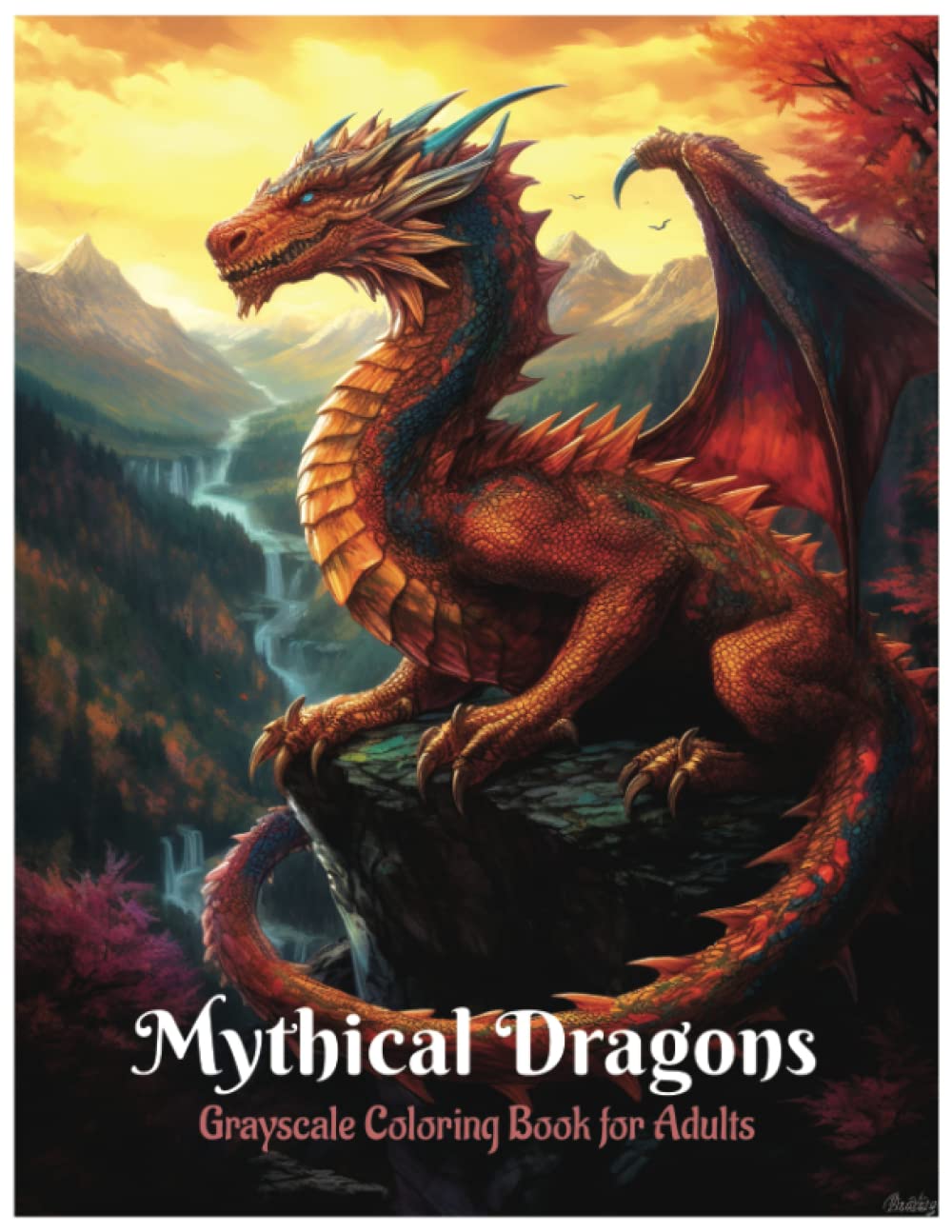 Amazon.com: Mythical Dragons Coloring Book: 50 Grayscale Coloring Pages ...