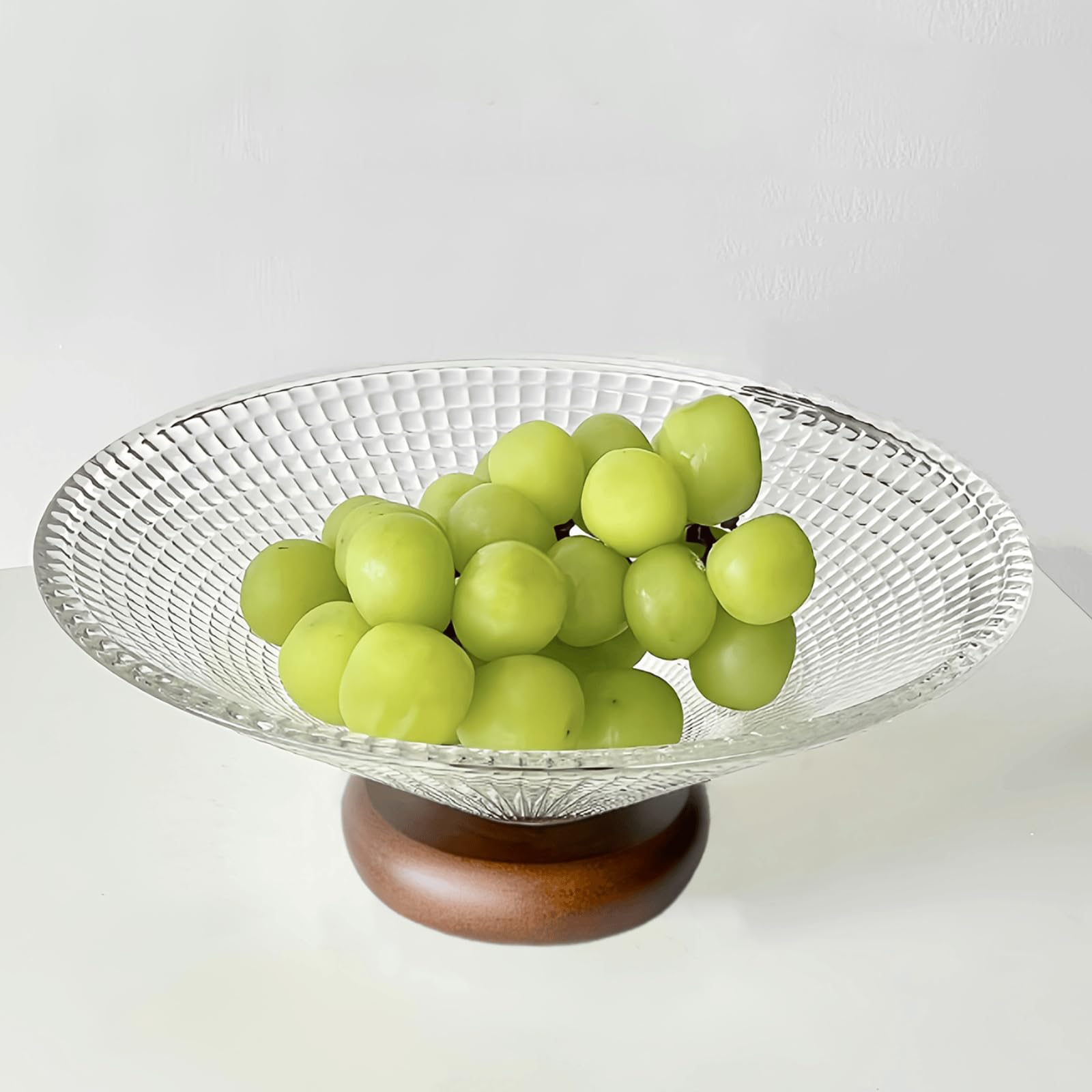Amazon.com: FAMUKEN Glass Fruit Bowl, 9.8" Large Decorative Shallow ...