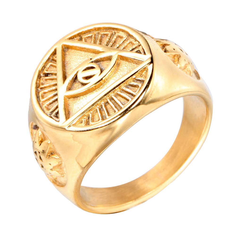 INRENG Men's Stainless Steel Triangle Eye of God Ring Vintage All ...