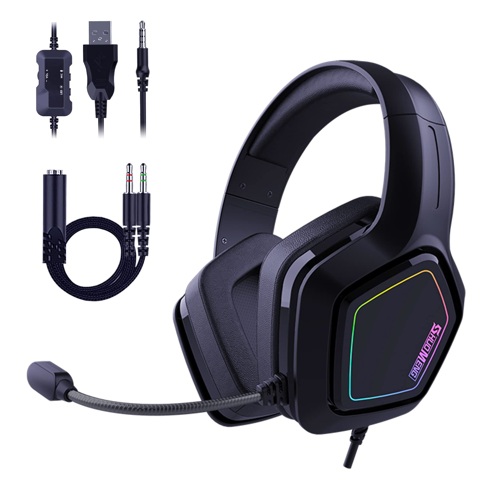 Buy Shuomeng Gaming Headset Headphones with Microphone, SM-H1BK 3.5mm ...