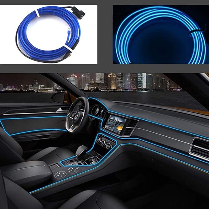Interior Car Lights El Wire Rope Lights 3m/9ft DC 12V Neon Atmosphere ...