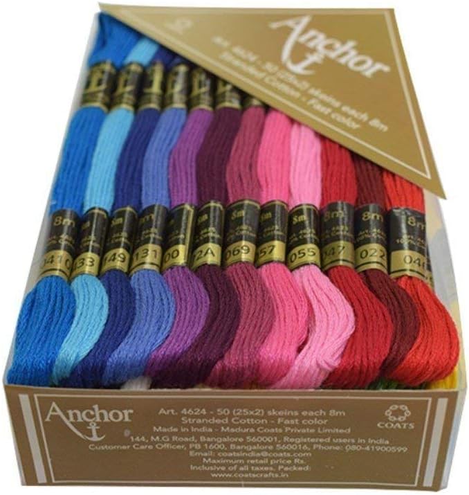 Amazon.com: 50 Anchor Embroidery Cross Stitch Threads Floss/skeins J&P ...