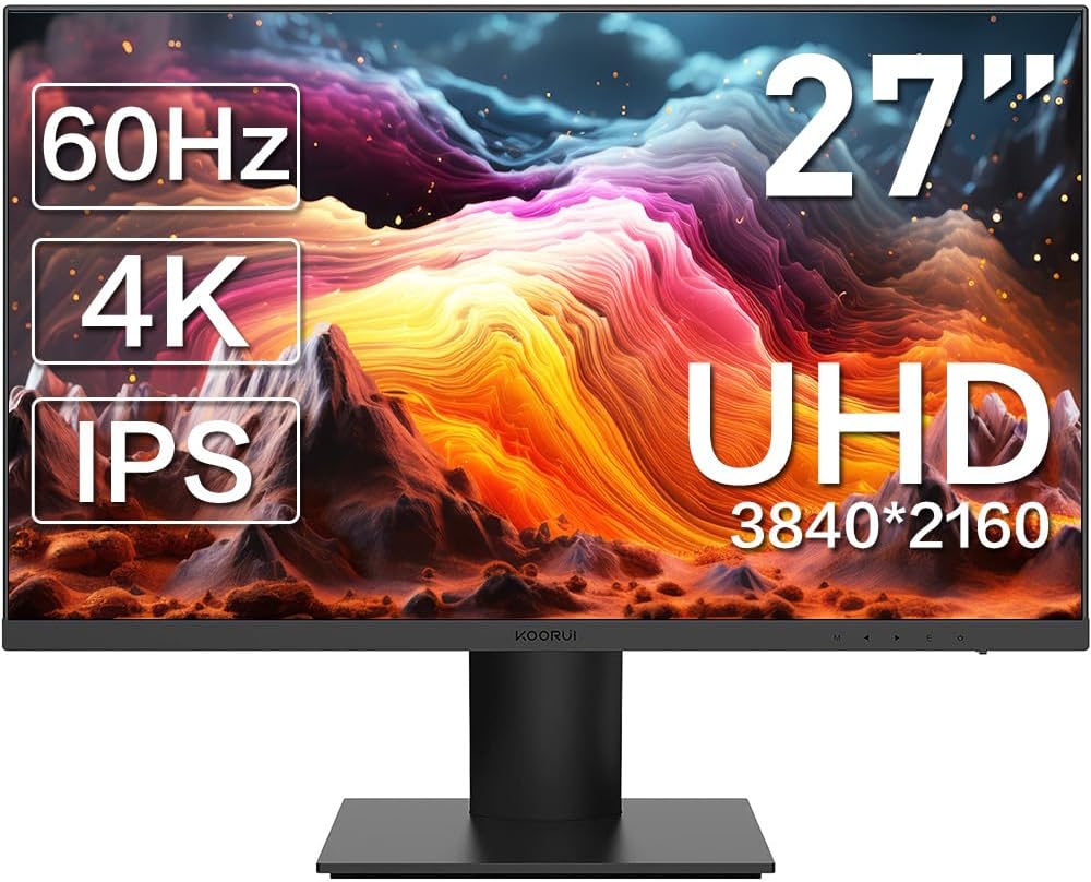 Amazon.com: KOORUI 27 inch 4K UHD(3840x2160) IPS Ultra-Thin Computer Monitor 90% DCI-P3 HDR 10 ...
