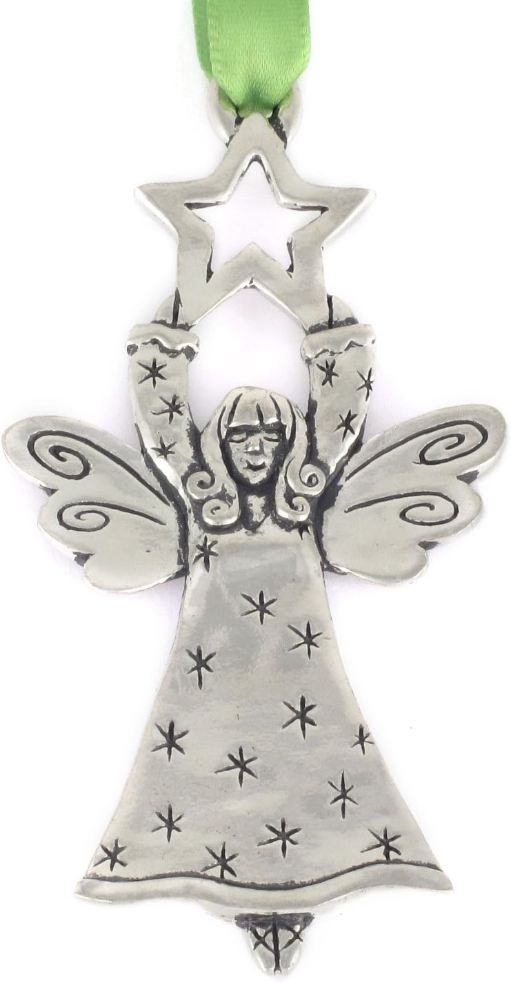 Amazon.com: Basic Spirit Star and Angel 2-1/2-Inch Pewter Ornament ...