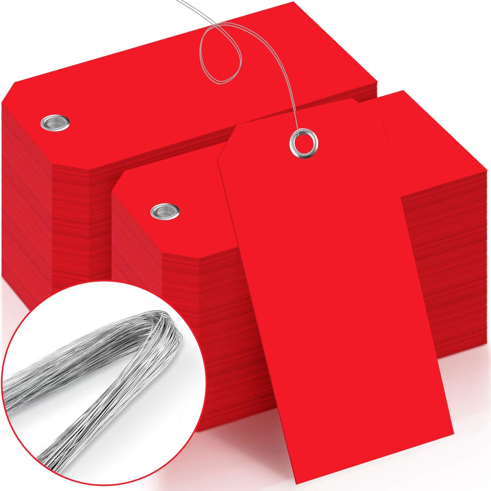 Amazon.com : 100 Pieces 6 1/4" x 3 1/8" Red Plastic Tags with Wires ...