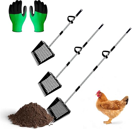 Amazon.com: EndurUp Metal Chicken Poop Scoop & Rake with Gloves - 62 ...