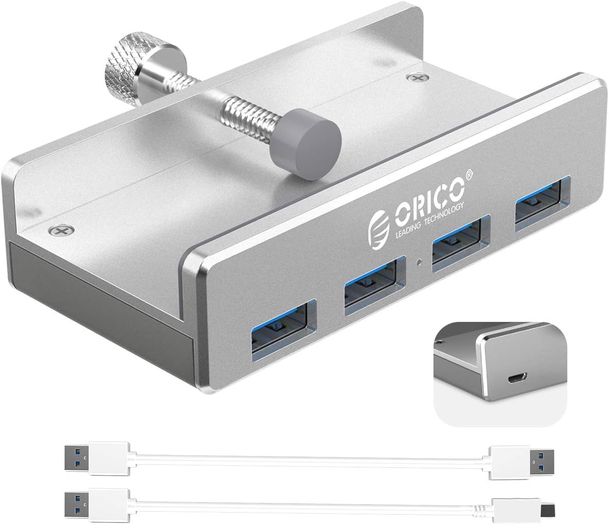 Amazon.com: ORICO USB Hub 3.0, Clamp USB Hub with Extra Power Port ...