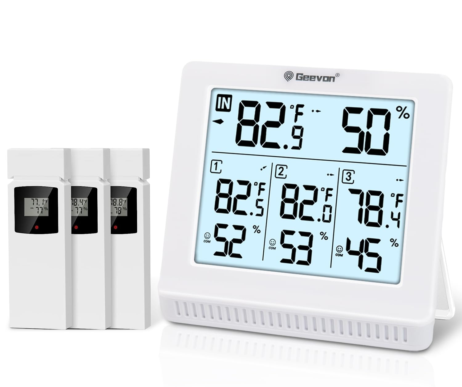 Geevon Indoor Outdoor Thermometer Wireless with 3 Remote Sensors ...