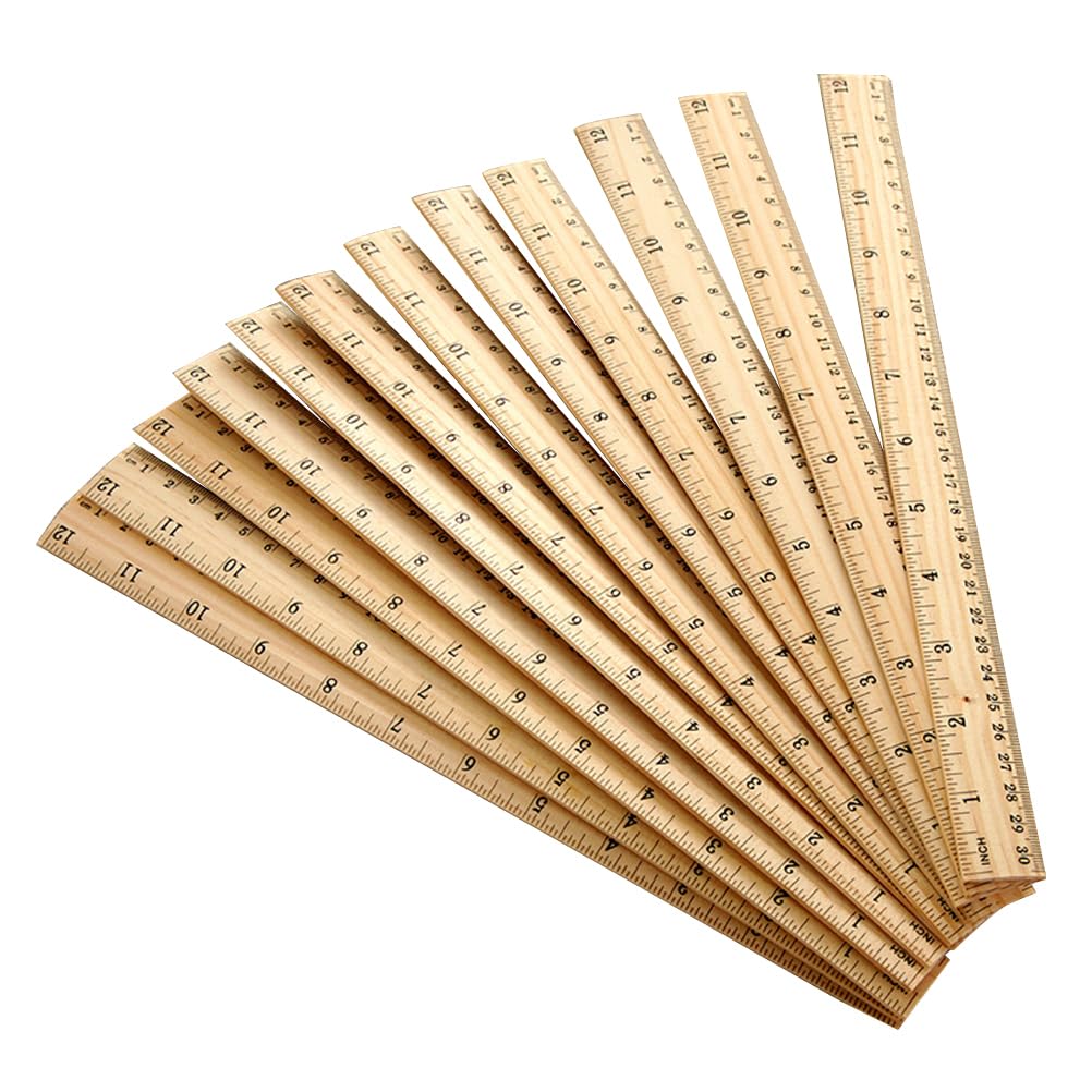 Toyvian 30pcs Wooden Ruler Double Scale Wood Measuring Ruler School s ...
