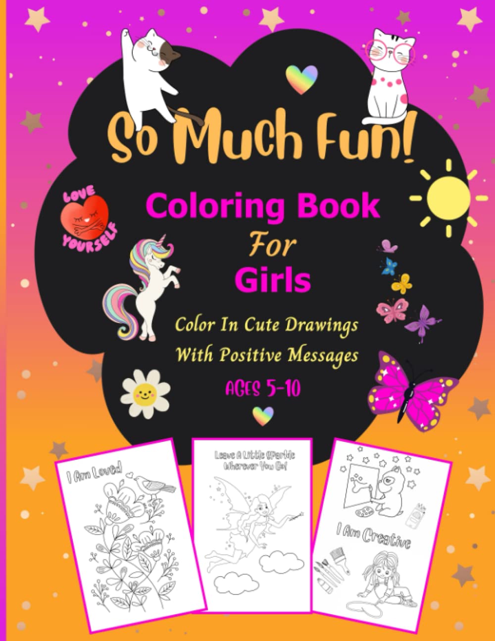 So Much Fun! Coloring Book For Girls: Color In Cute Drawings With ...