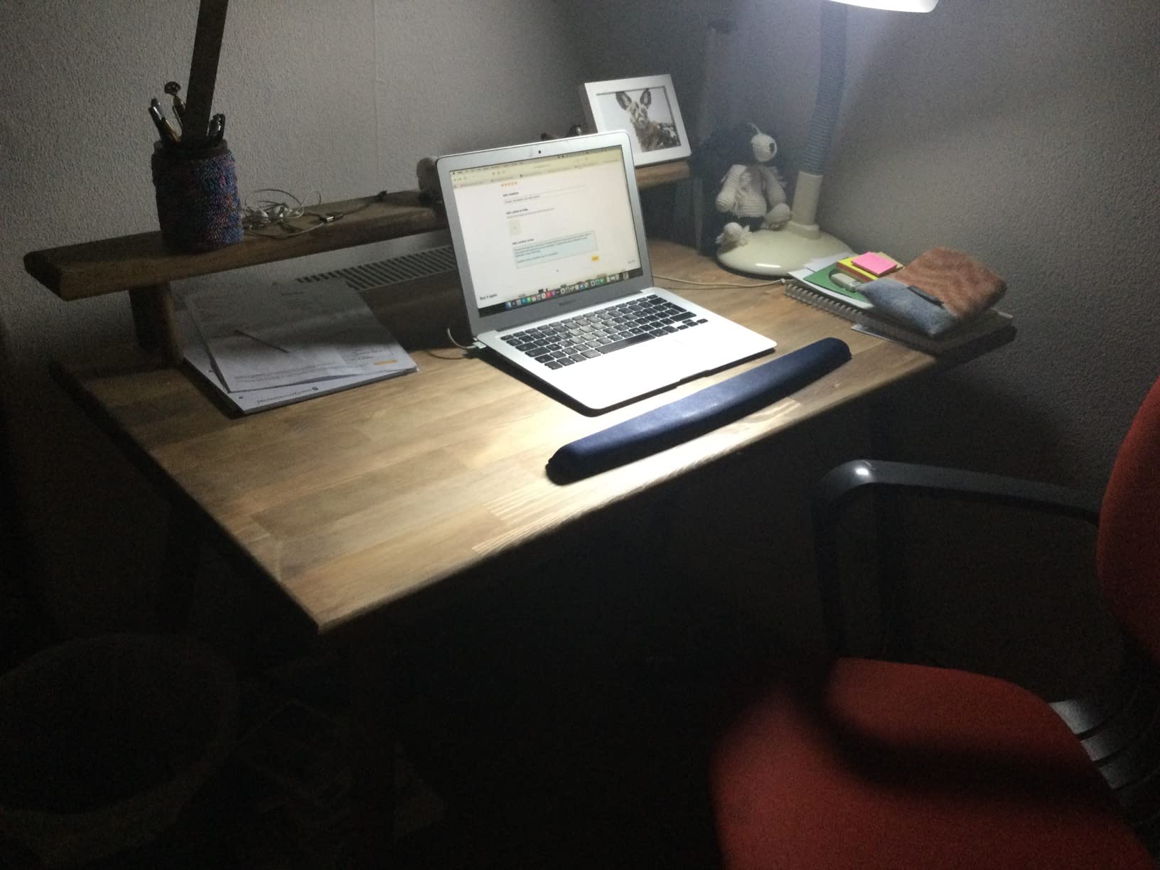 Gozos Leon, Solid Pine Wood Desk with a Shelf - Home Office Computer ...