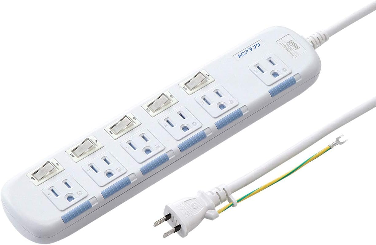 Amazon.co.jp: アース&雷ガード、3Pプラグ対応 個別スイッチ付き 節電タップ 6個口 1.8m [HS-T1259W] : パソコン・周辺機器