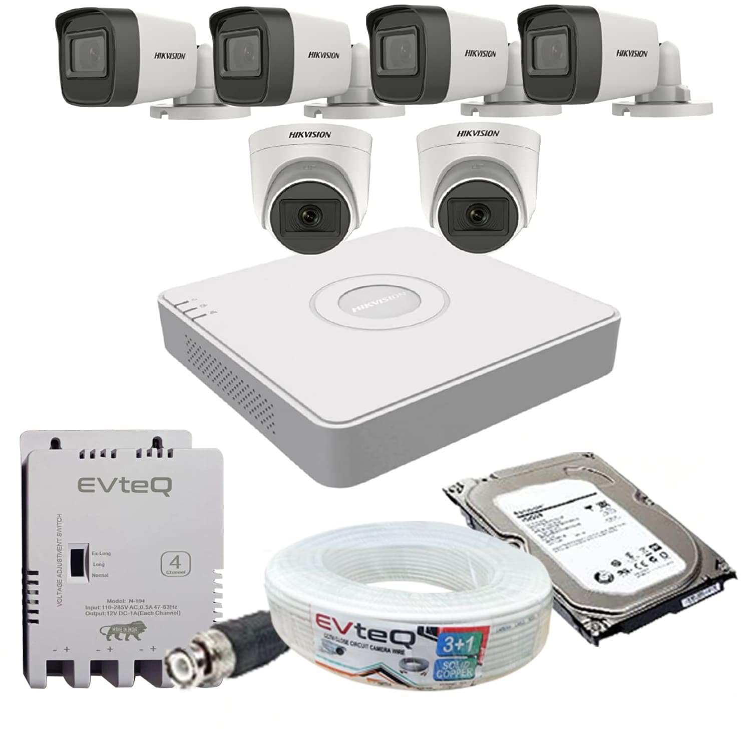 5MP 8 CH DVR with 4 Outdoor Camera + 2 Indoor Camera + 2 TB Hard Disk ...