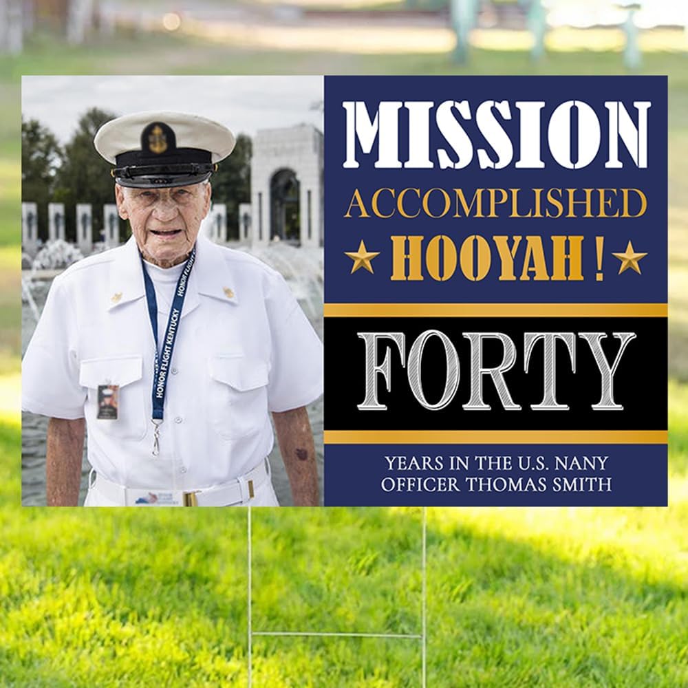 Amazon.com : VIRAGIL Personalized Happy Retirement Sign Us Navy ...