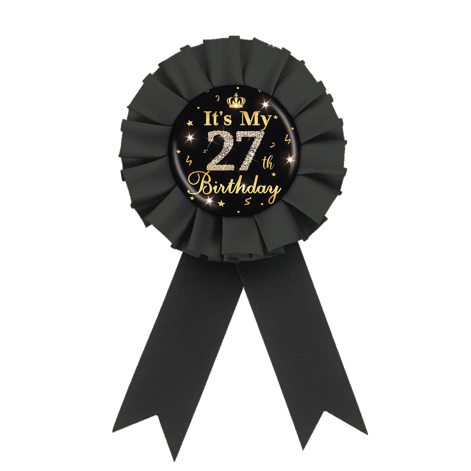 Amazon.com: It's My 27th Birthday Tinplate Badge Pin, Gold Diamond ...