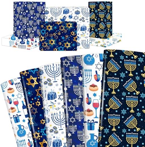 Amazon.com: EUOYUFO 12 Sheets Hanukkah Wrapping Paper Decorations Not ...