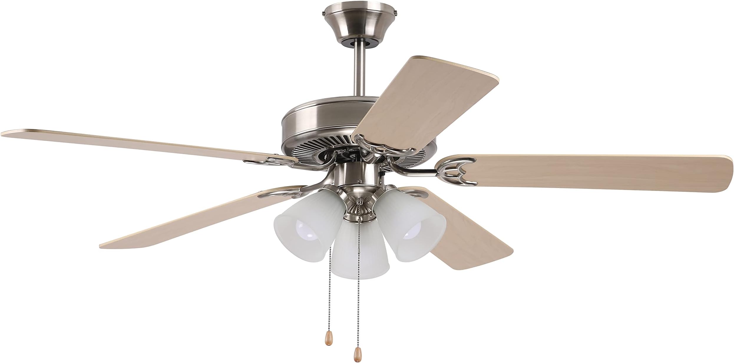 Litex Industries - 52" Tri-Mount Satin Nickel LED Ceiling Fan with 3 ...