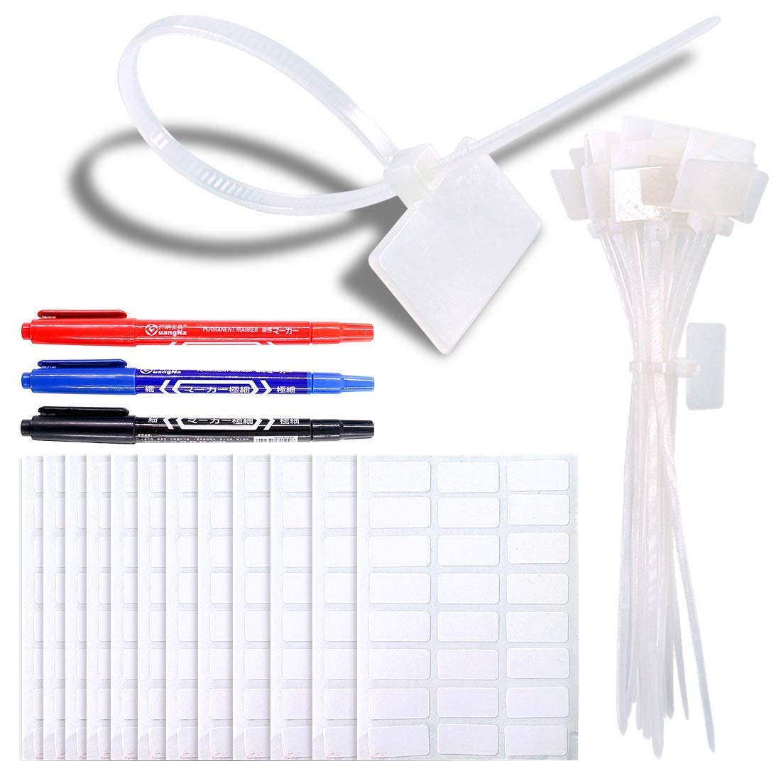 Glarks 200-Pieces 6 Inch Nylon Cable Marker Ties Self-locking Cord Tags ...