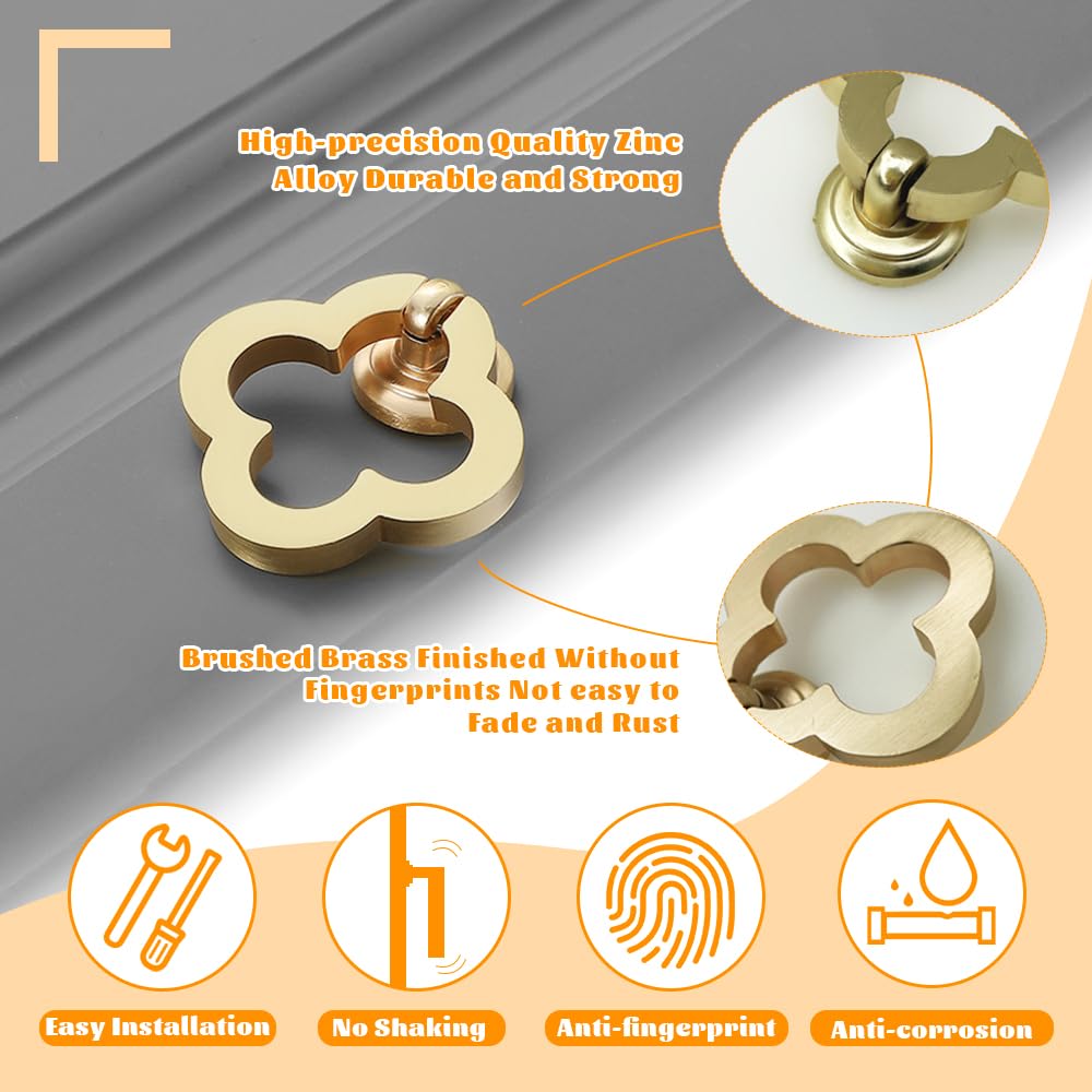 Snapklik.com : NDSWKR 12 Pack 55mm Gold Flower Cabinet Knobs, Zinc ...