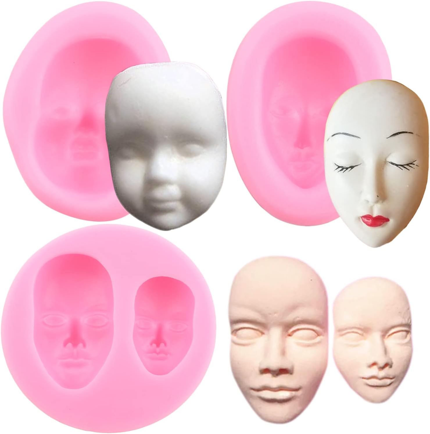 Amazon.com: Mujiang 3D Human Face Silicone Molds Baby Face Fondant Mold ...