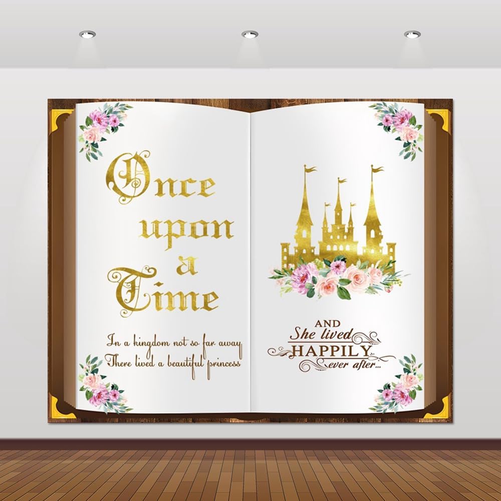 Amazon.com : 10x8ft Once Upon A Time Backdrop for Princess Birthday ...
