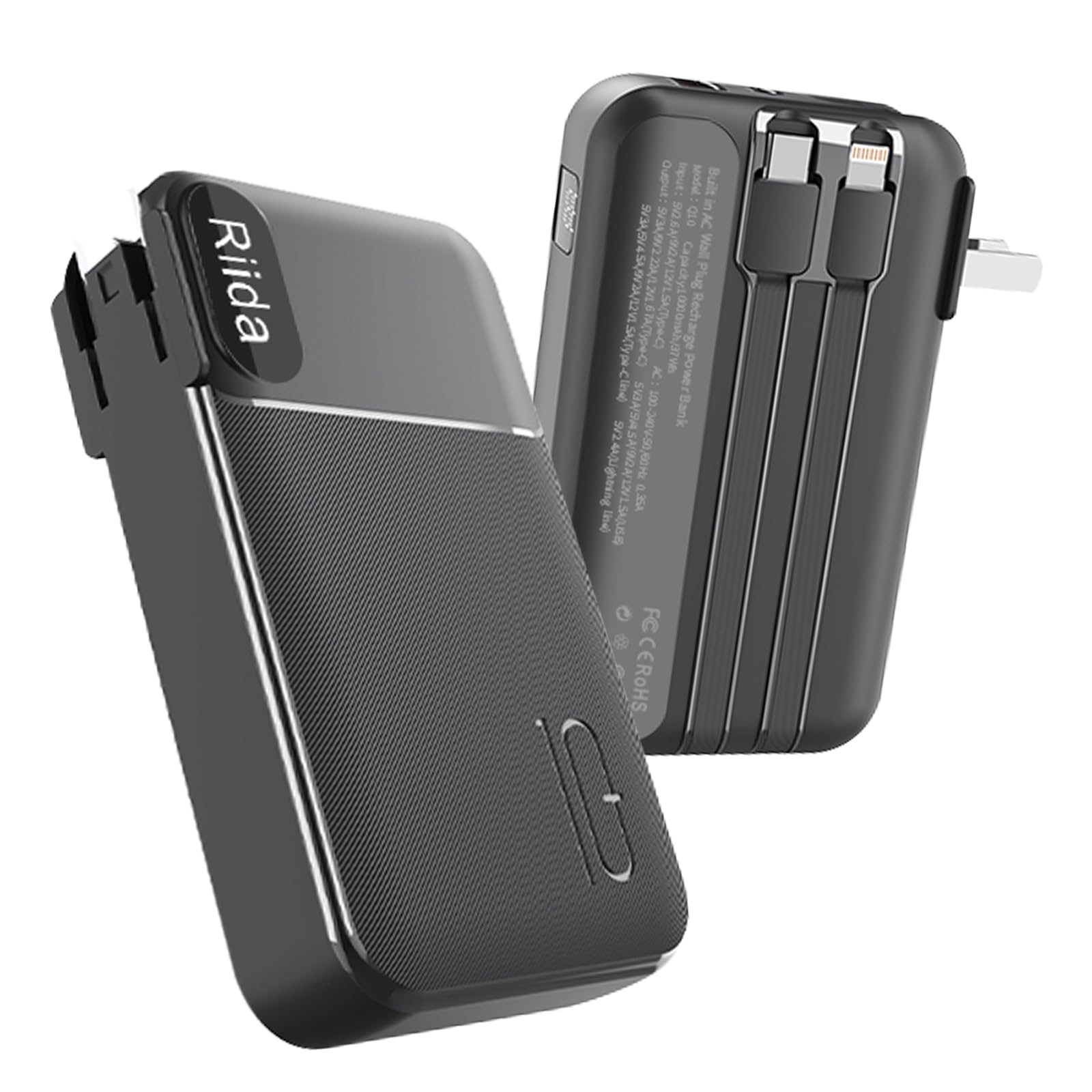 Amazon.com: Portable Charger with Built in Cables and AC Wall Plug ...