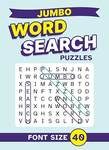 Amazon.com: Jumbo Word Search Puzzles Font Size 40: Extra Large Print ...