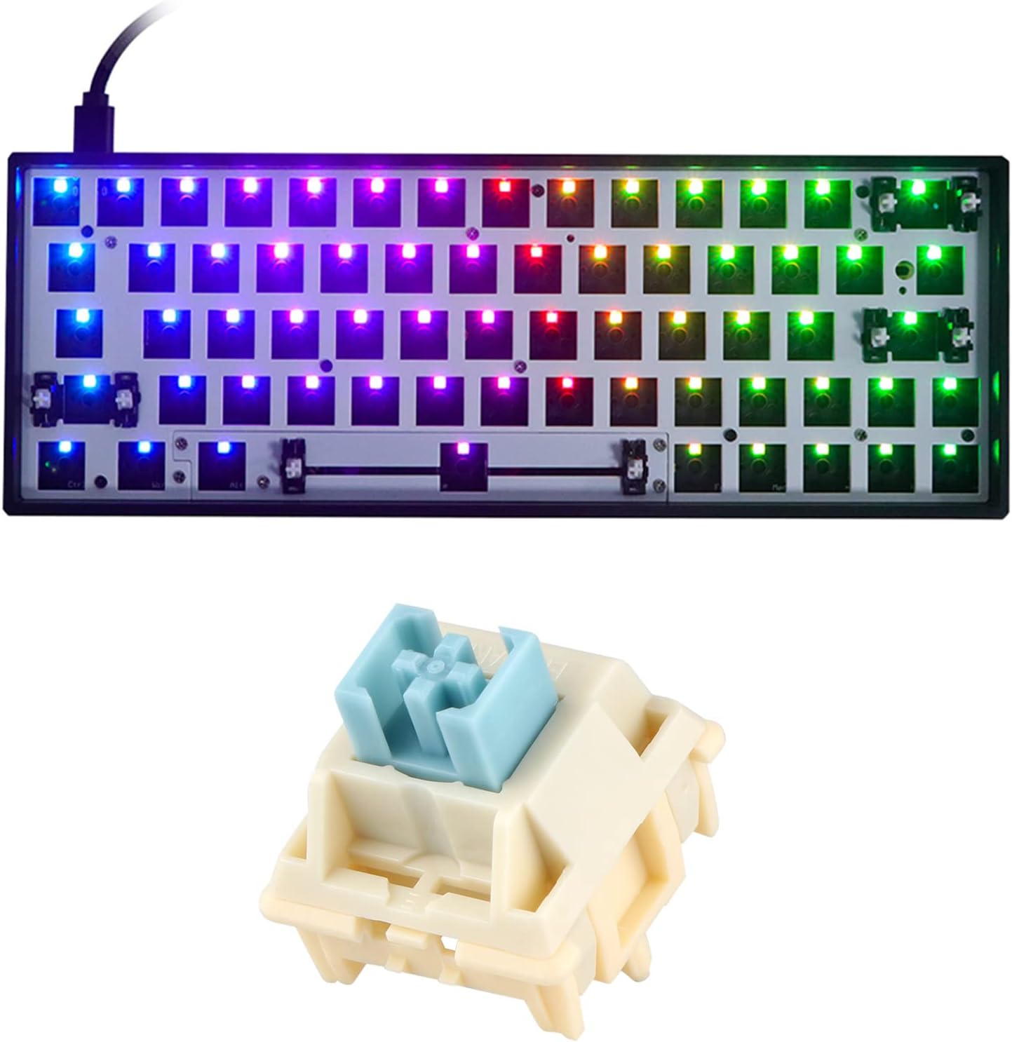 Amazon.com: EPOMAKER GK64X RGB Hotswap Custom DIY Kit for 60% Keyboard ...
