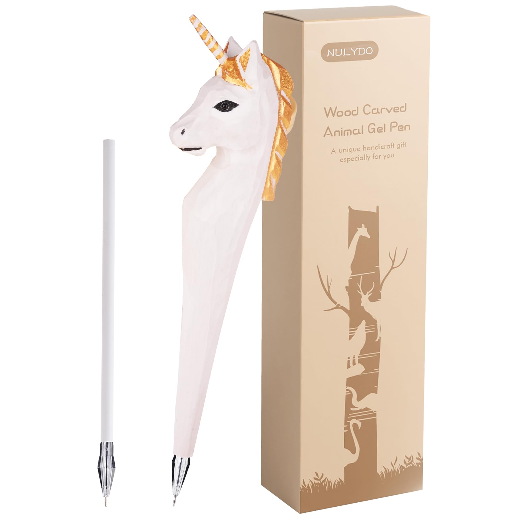 Amazon.com: NULYDO Unicorn Pen, 100% Handmade Wood Carved Animal Gel ...