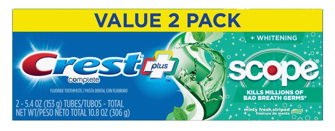 Amazon.com : Crest Toothpaste 5.4 Ounce Plus Scope Value Pk 2 Minty ...