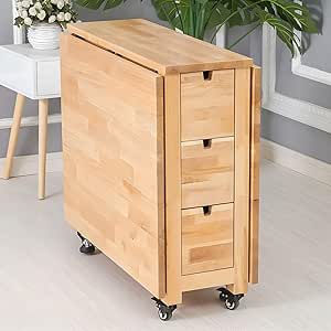 Amazon.com - LAKIQ Wood Rectangle Kitchen Dining Table with Storage ...