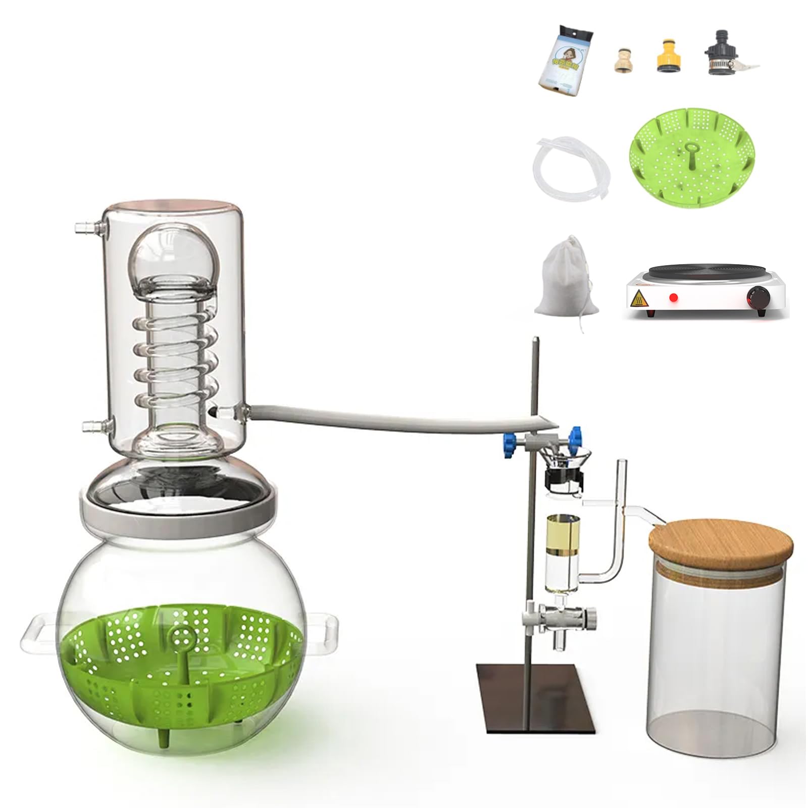 HOOLOO 0.9Gal/3.5L Essential Oil Distillation Apparatus Lab Glassware ...