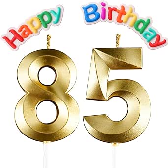 Amazon.com: 85th Birthday Candles + Happy Birthday Cake Topper | Number ...