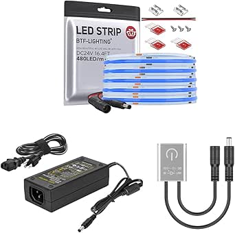 Amazon.com: BTF-LIGHTING FCOB COB LED Strip Blue Color Flexible High ...