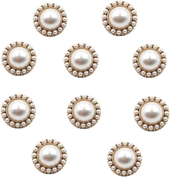 Amazon.com: 10pcs Round Pearl Buttons with Shank for Sewing Gold Button ...