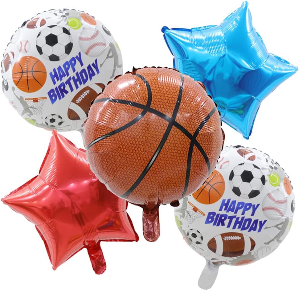 Amazon.com: BoningNEW 5 Pcs Basketball Balloons Basketball Kit Mylar ...