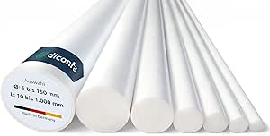 diconfa PTFE Teflon Rundstab AUF MAß Ø 25mm x 80mm - Ø: 5 bis 150mm - LÄNGE: 10 bis 1000mm ...