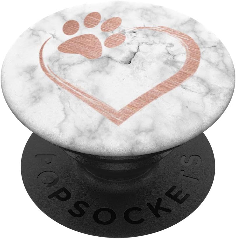 Amazon.com: Rose pink dog and cat paw with heart on white phone grip ...