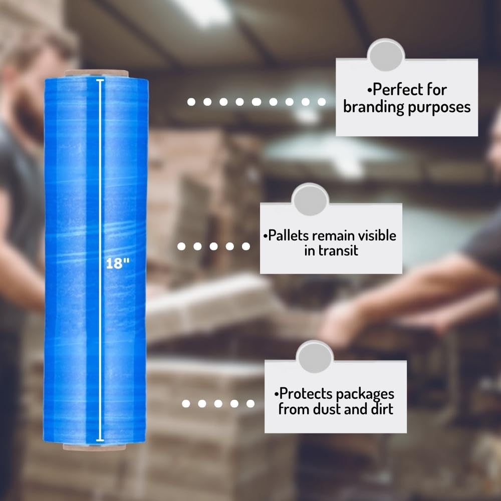 Snapklik.com : PSBM Blue Stretch Wrap, 4 Pack, 18 Inch X 1500 Feet, 80 ...