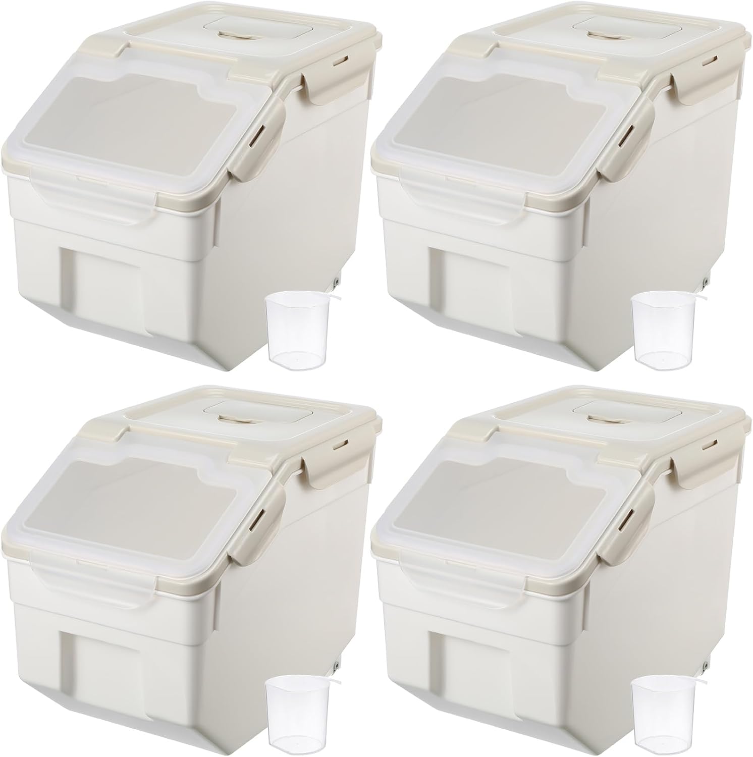 Amazon.com: Sunnyray 4 Pcs Grain Rice Storage Container Flour Bin with ...