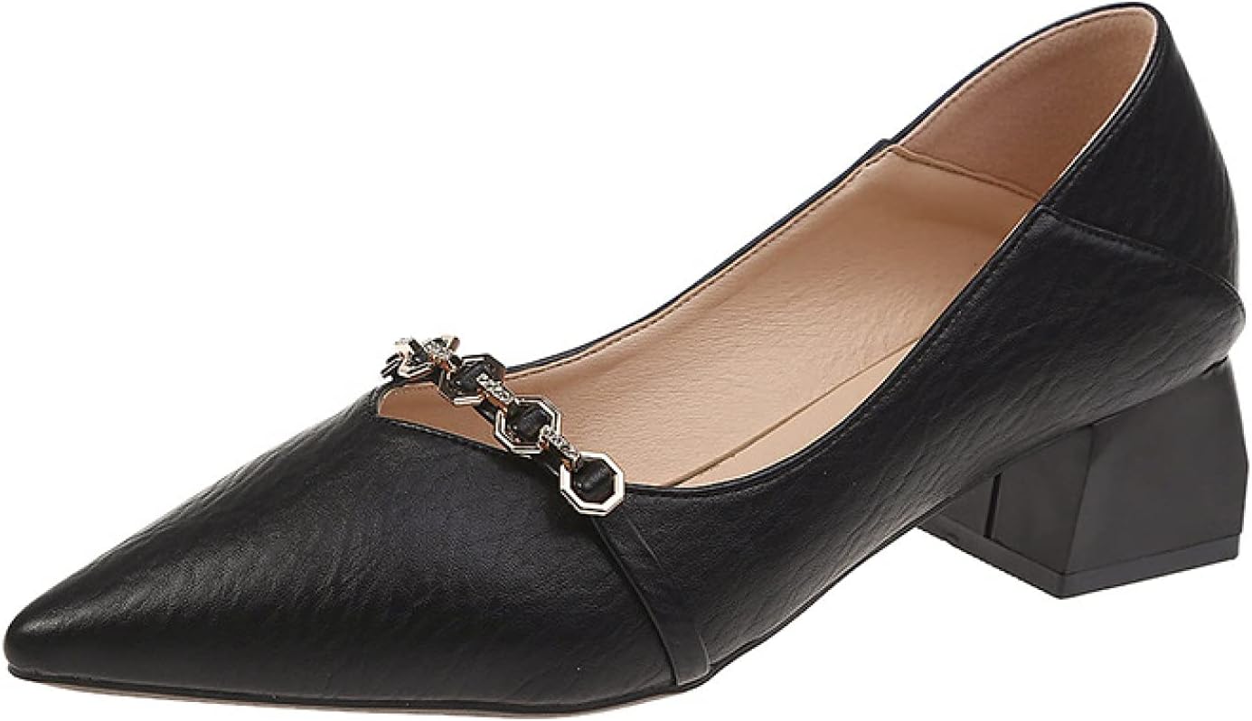 CYBLING Woman's Formal Mid Heels Ladies Chunky Pump Shoes Office Formal ...