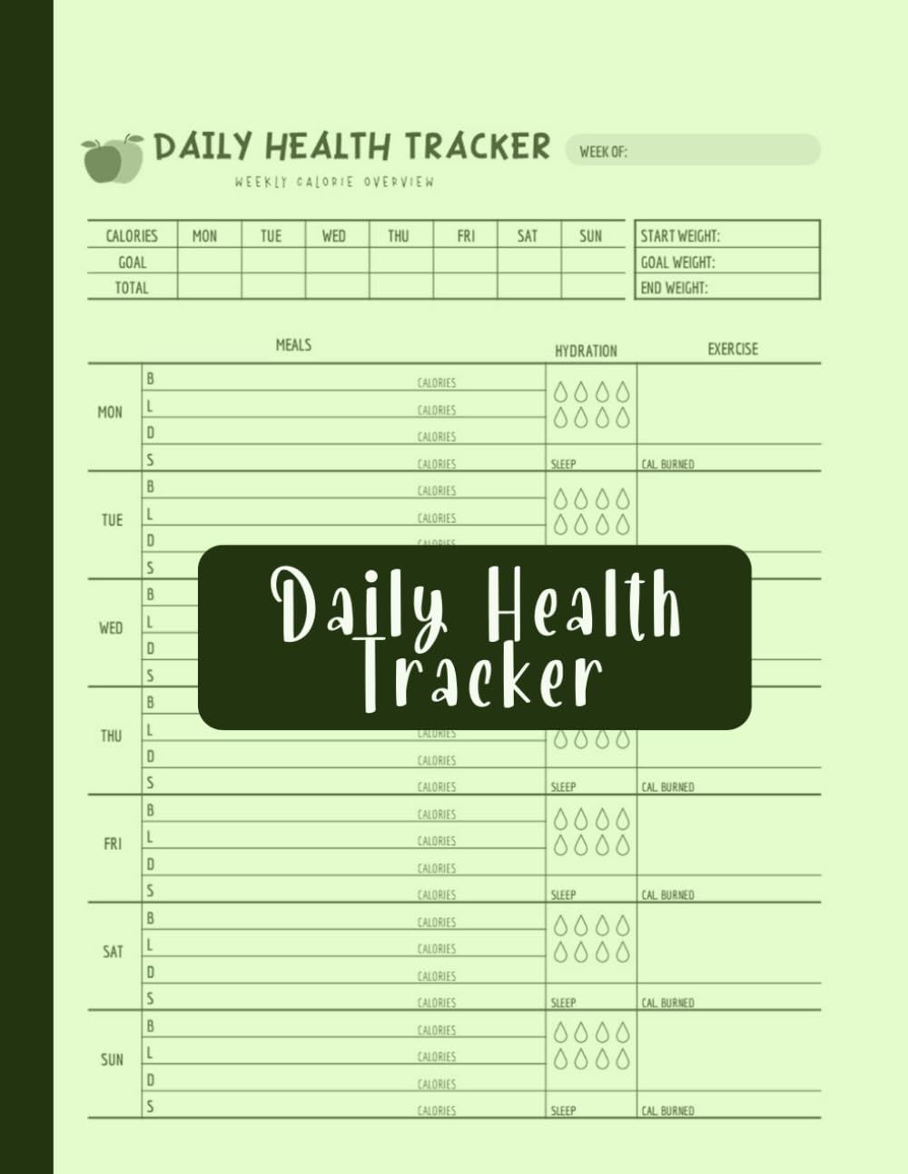 Daily Health Tracker: Food Intake & Nutrition Calorie Counter Book ...