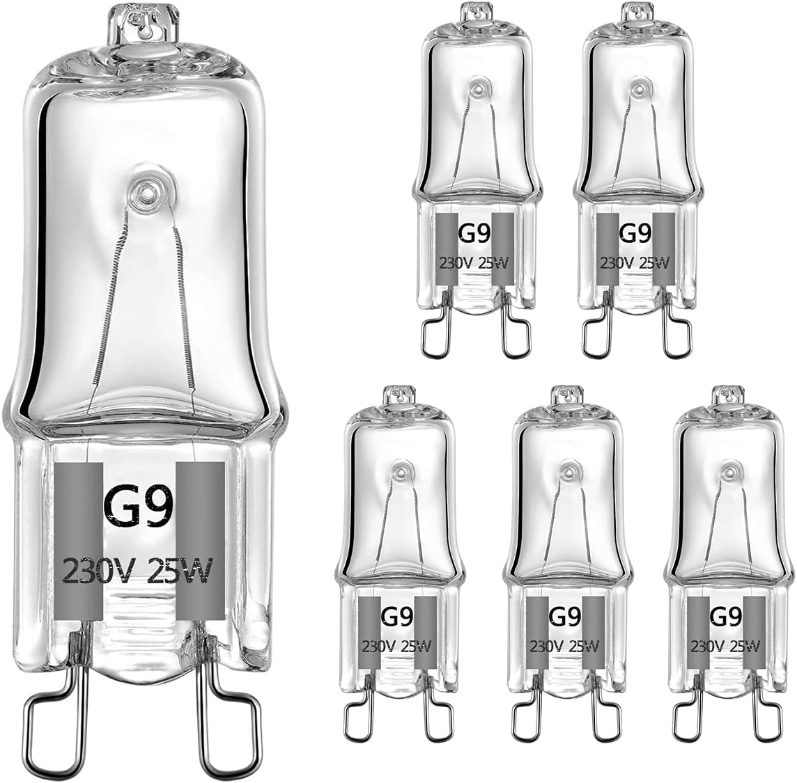 AHEVO G9 Oven Bulbs 25W Clear Halogen Lights 230V 300℃，Pack of 6 ...