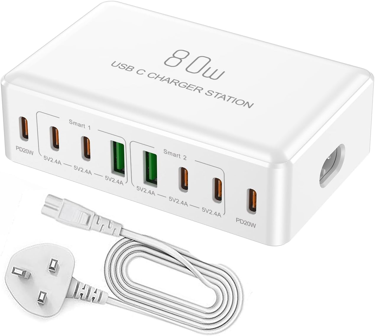 USB C Fast Charging Station - 25W 6 Port Type USB C Wall Charger Power ...