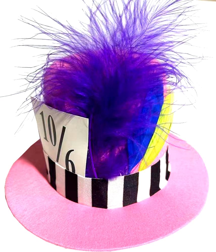 Amazon.com: Pink Mad Hatter Mini Top Hat Headband Costume Accessory ...