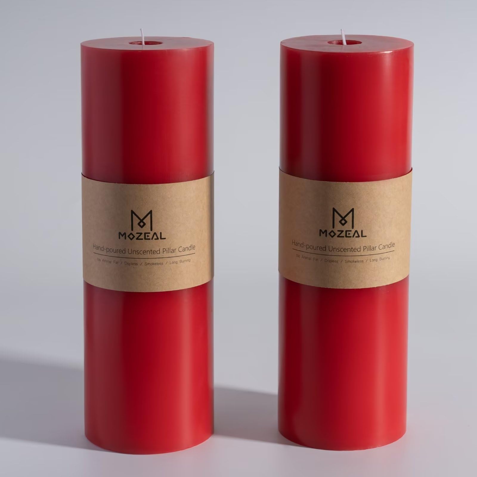 Amazon.com: MOZEAL 4" x 12" Extra-Large Red Pillar Candles (Set of 2 ...